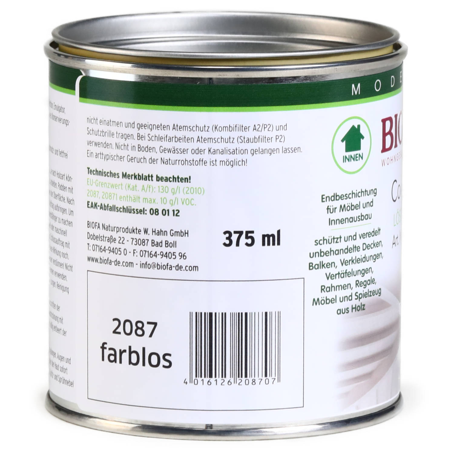 lösemittelfreies Colorwachs 2087, farblos | BIOFA Versand