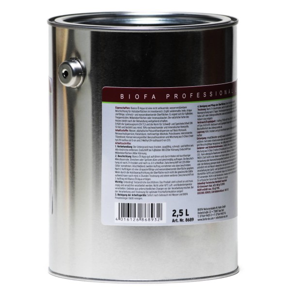 Biofa Bianco Öl Aqua - Für die Oberflächenbehandlung von Hölzern im Innenbereich | BIOFA Versand